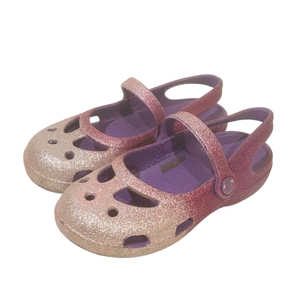 CROCS | Shoes | Crocs Size C Shayna Pink Higlitter Gold Multi Mary Jane ...
